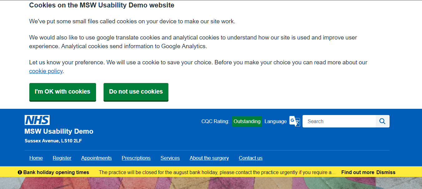 NHS Benchmarking Tool: Adherance of GP Usability Template – Help Centre