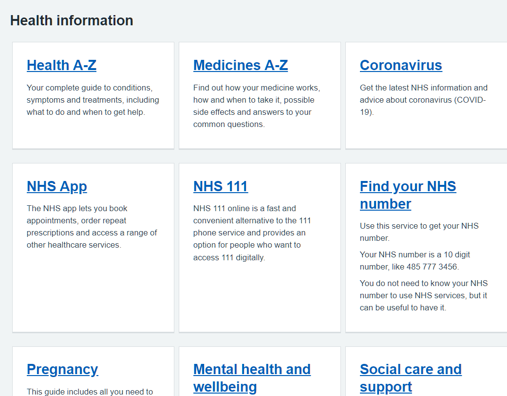 NHS Benchmarking Tool: Adherance of GP Usability Template – Help Centre