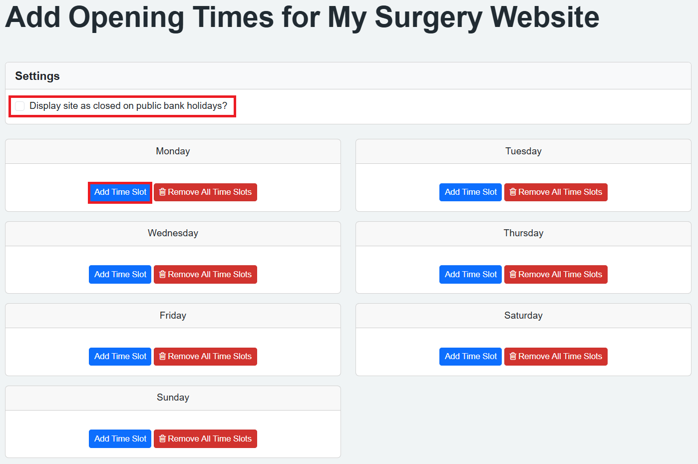 Adding, editing and removing opening times – Help Centre